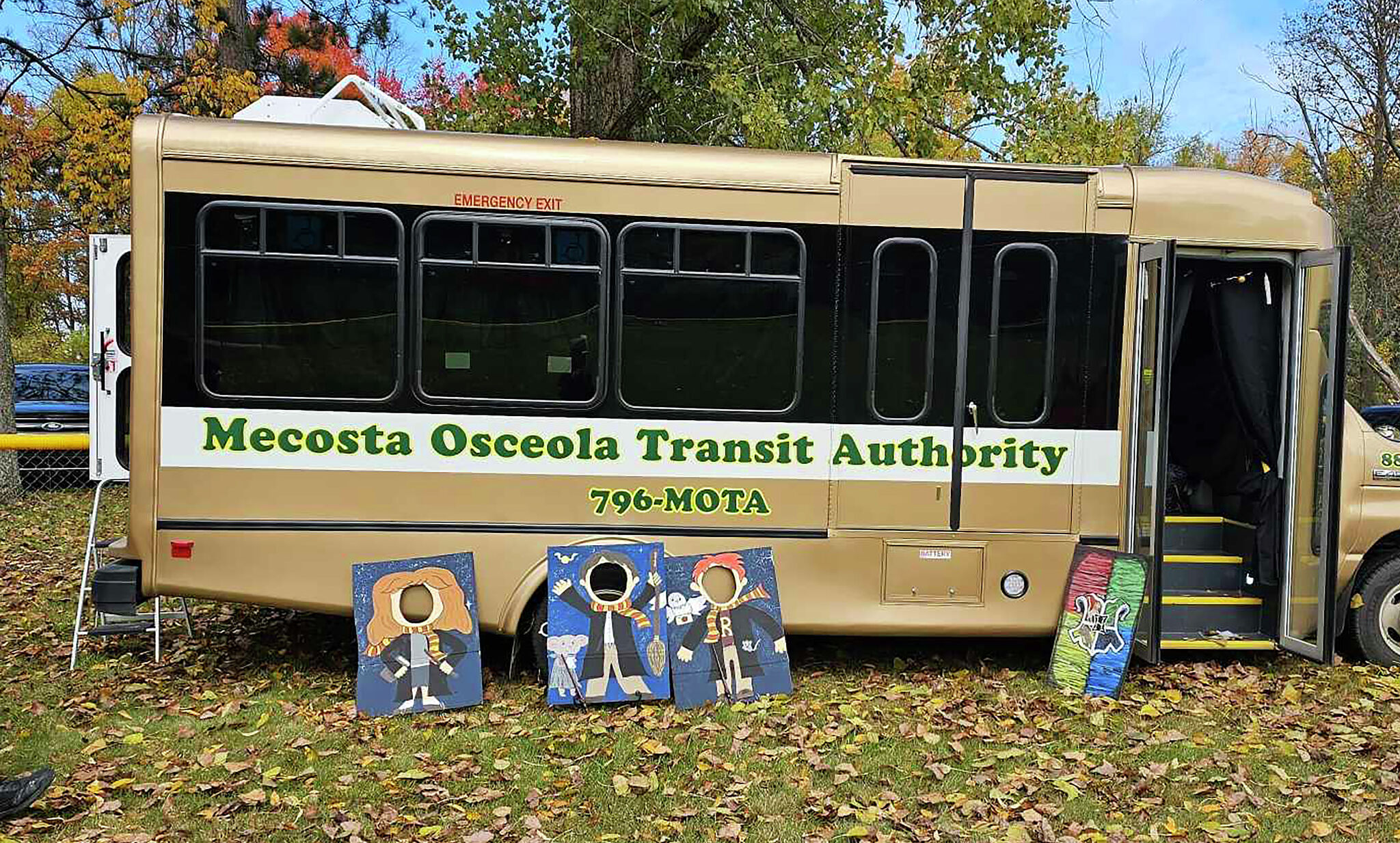 Harry Potter themed bus at Mecosta Osceola Transit Authority