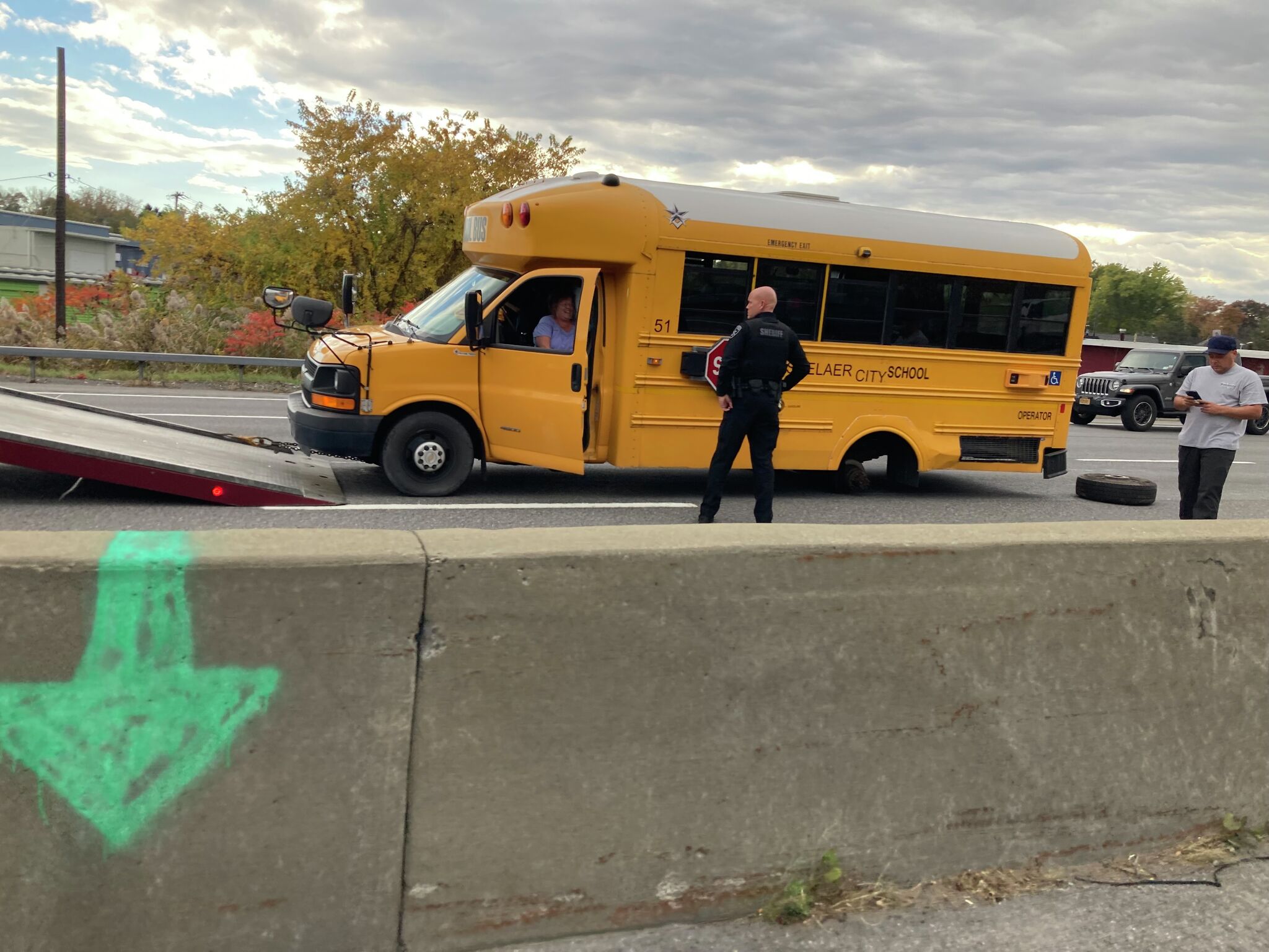 Incident cleared on 90 East near exit 5 after school bus loses wheel