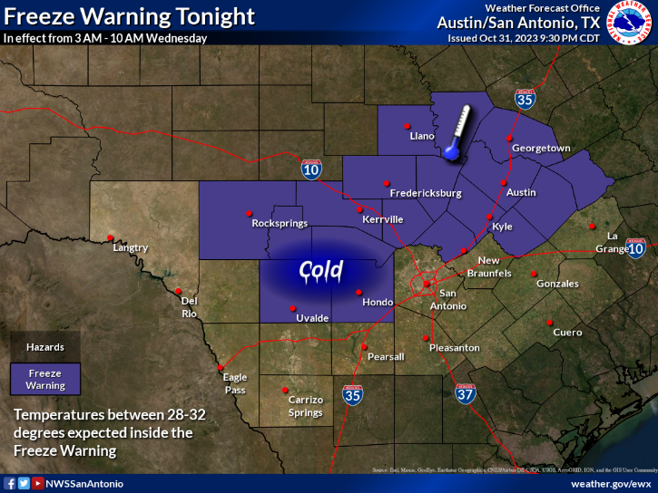Freeze warning for Texas Hill Country: How low will temps fall?