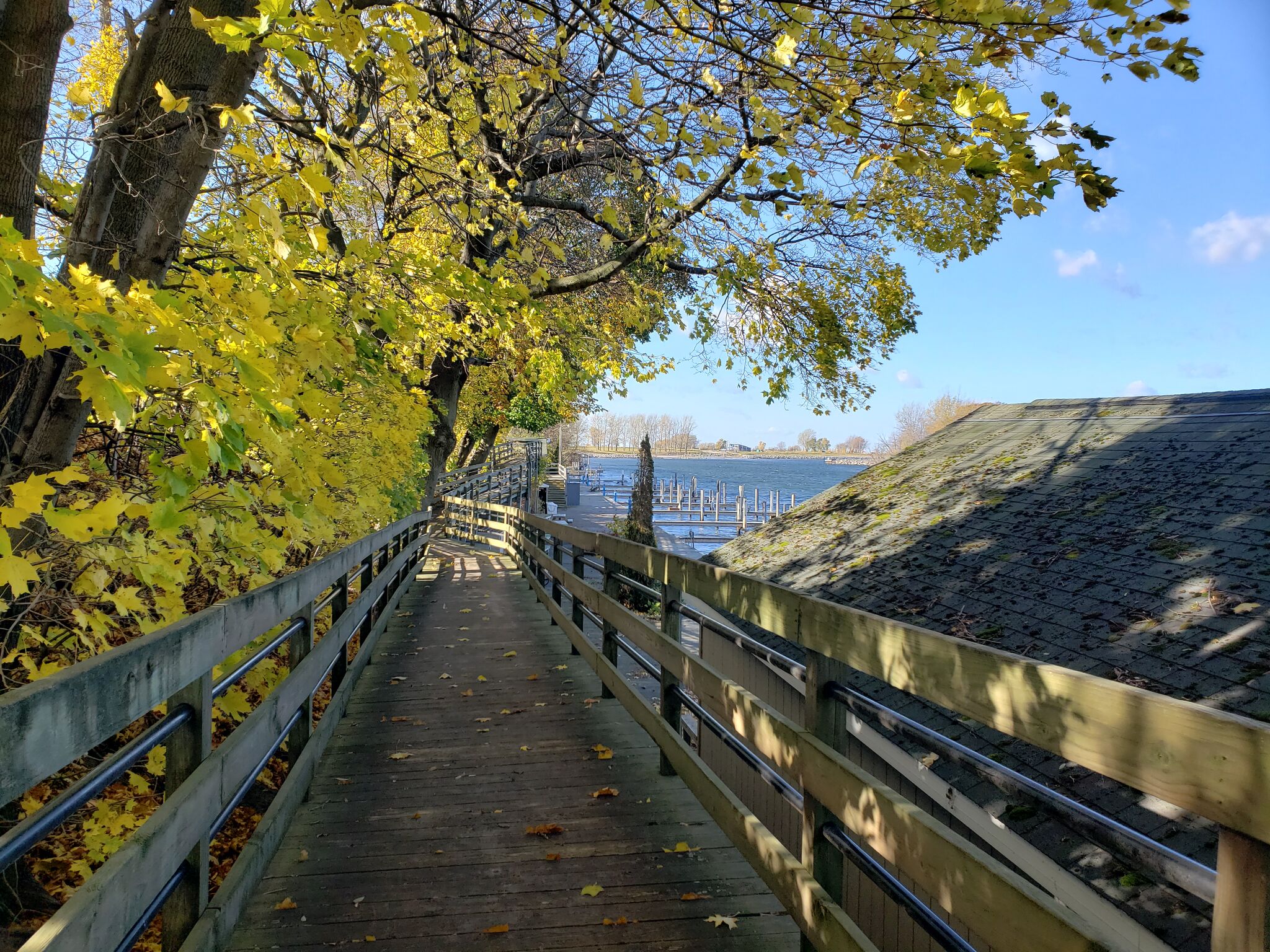 Manistee Riverwalk offers sunny views of the river channel