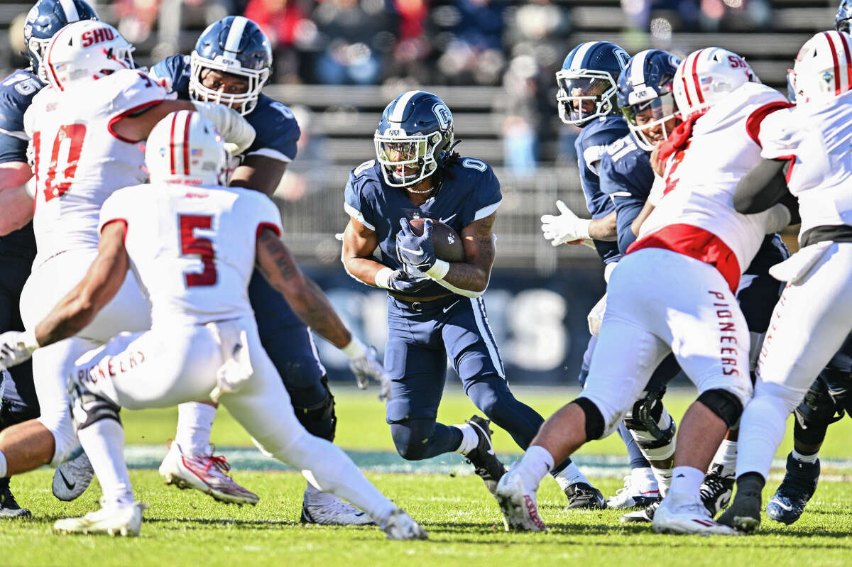 The UConn football team defeated Sacred Heart on Senior Day.