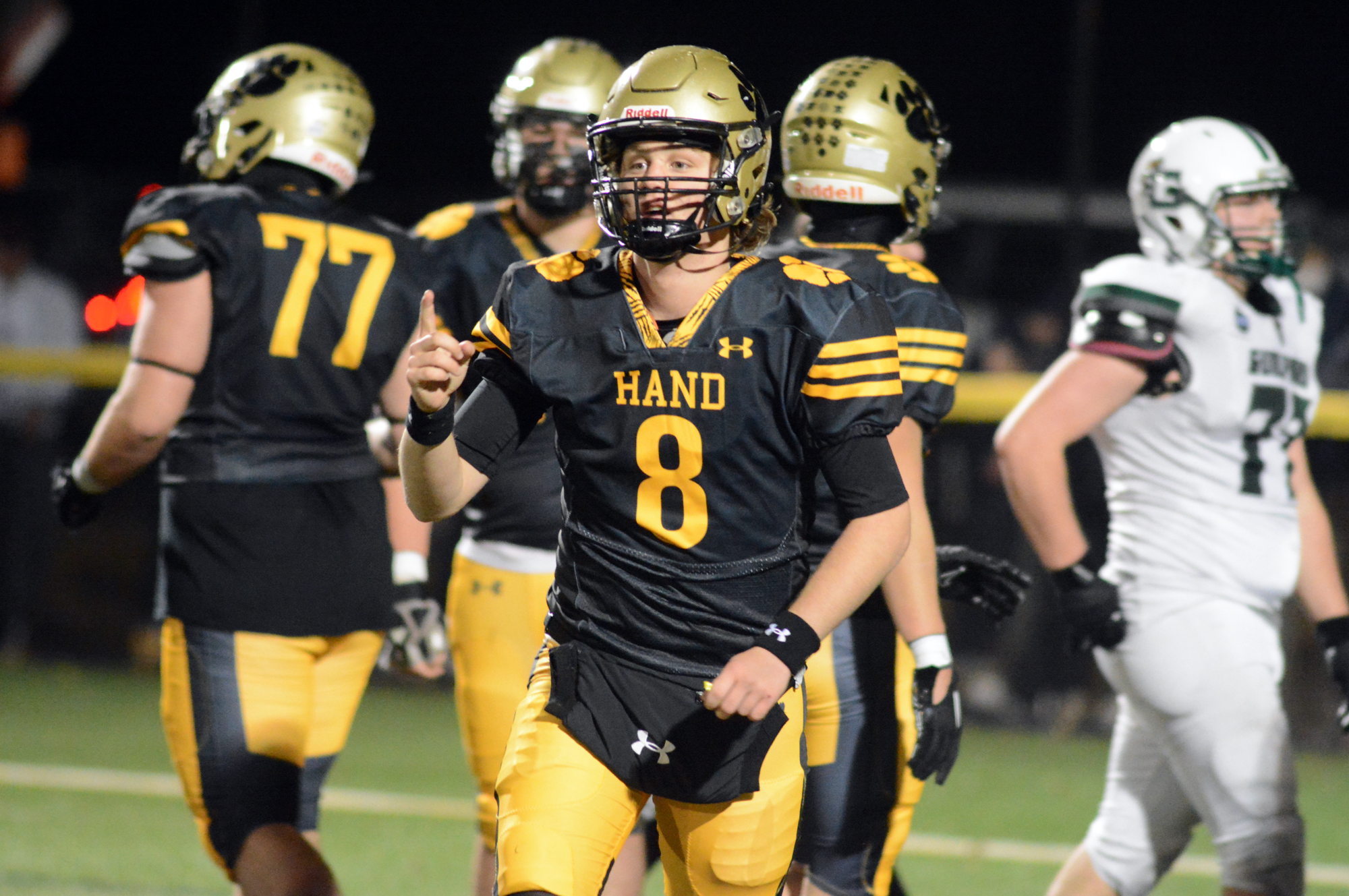 Hand football defeats Guilford to secure Class M home game