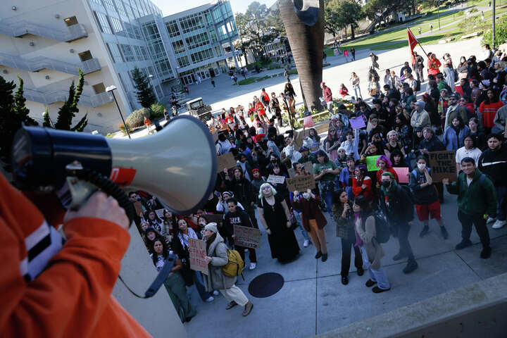 Frustrated SF State students walk out over class cuts, rising tuition