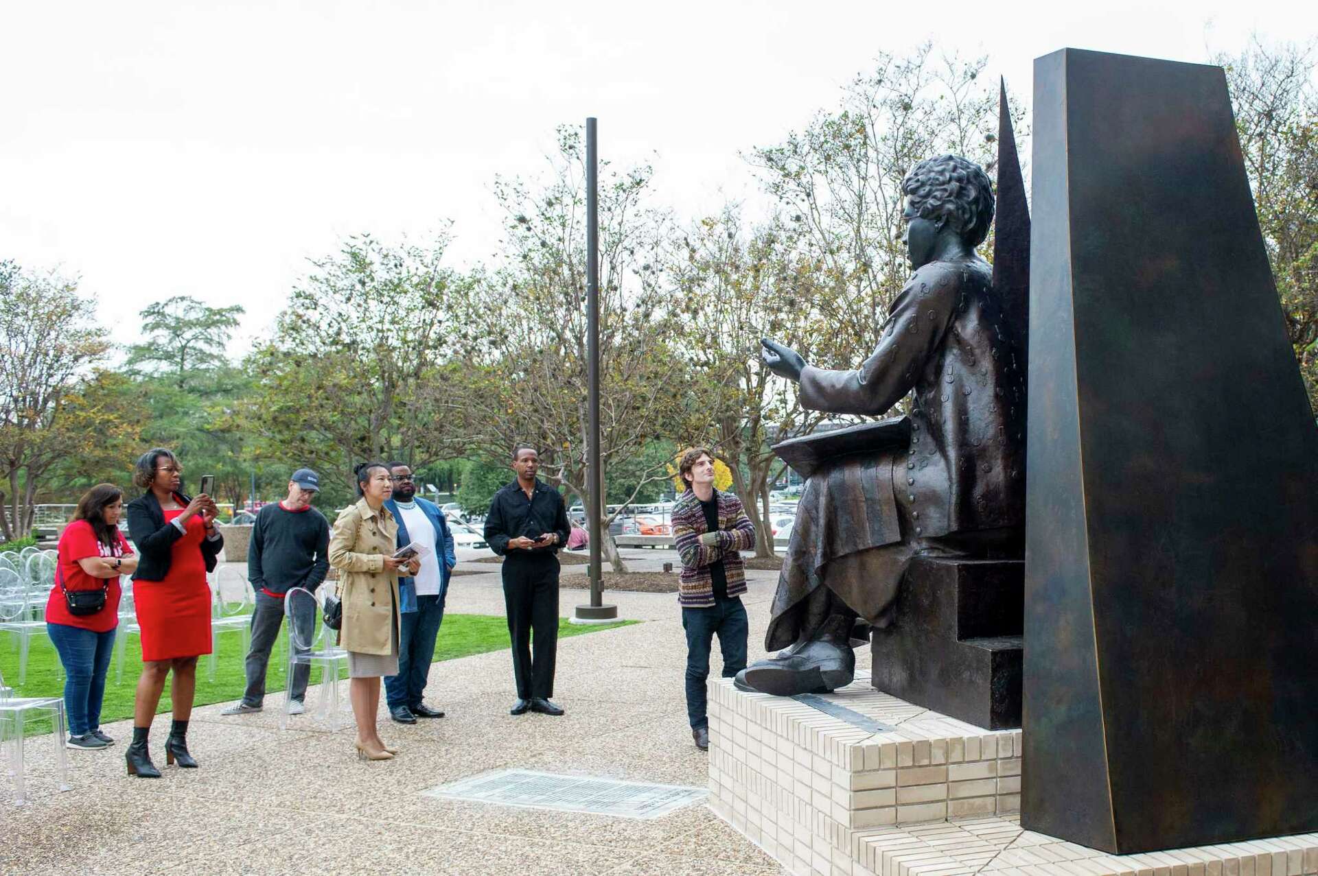Designer explains significance of POST Houston's Barbara Jordan statue