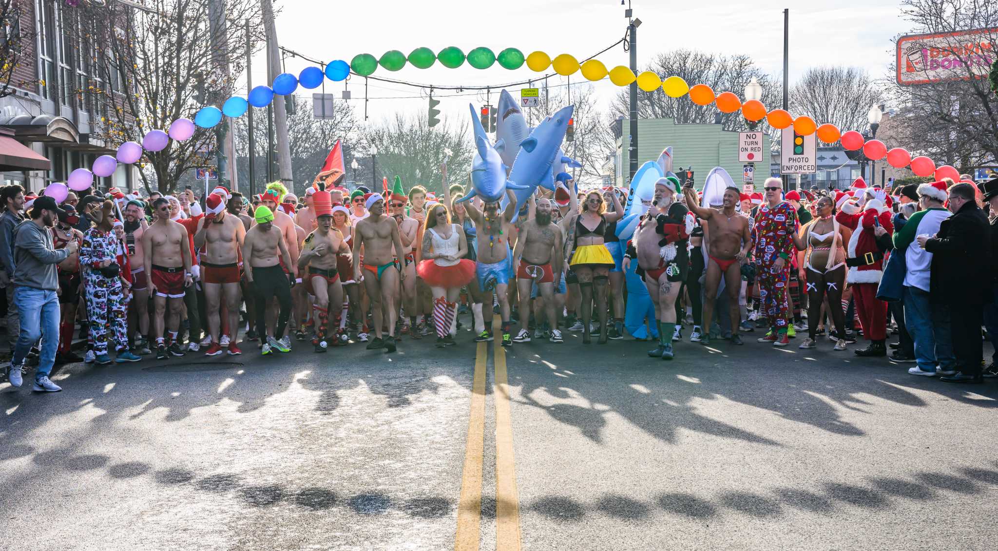 Photos: Santa Speedo sprinters take to Albany streets