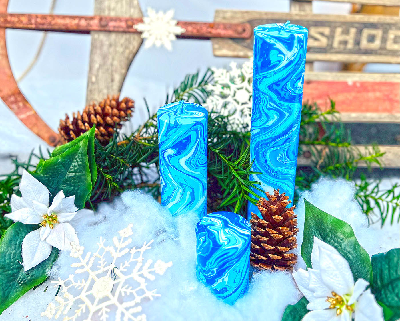 For a holiday craft that creates light, try marbled candles