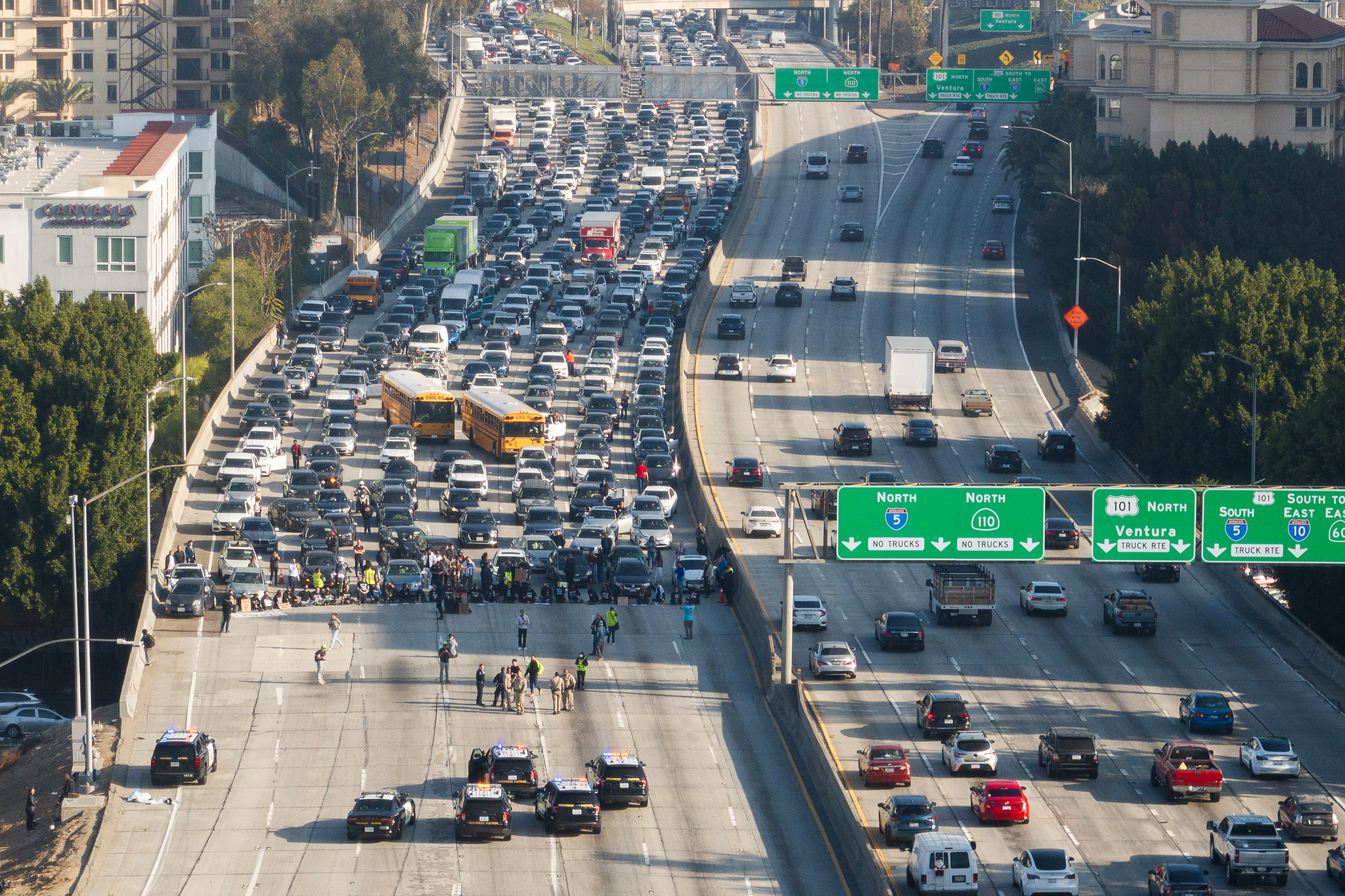Protesters shut down major Calif. freeway during rush hour