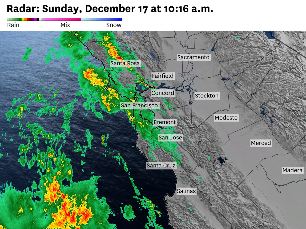Bay Area weather: Rain showers, thunderstorms expected Sunday