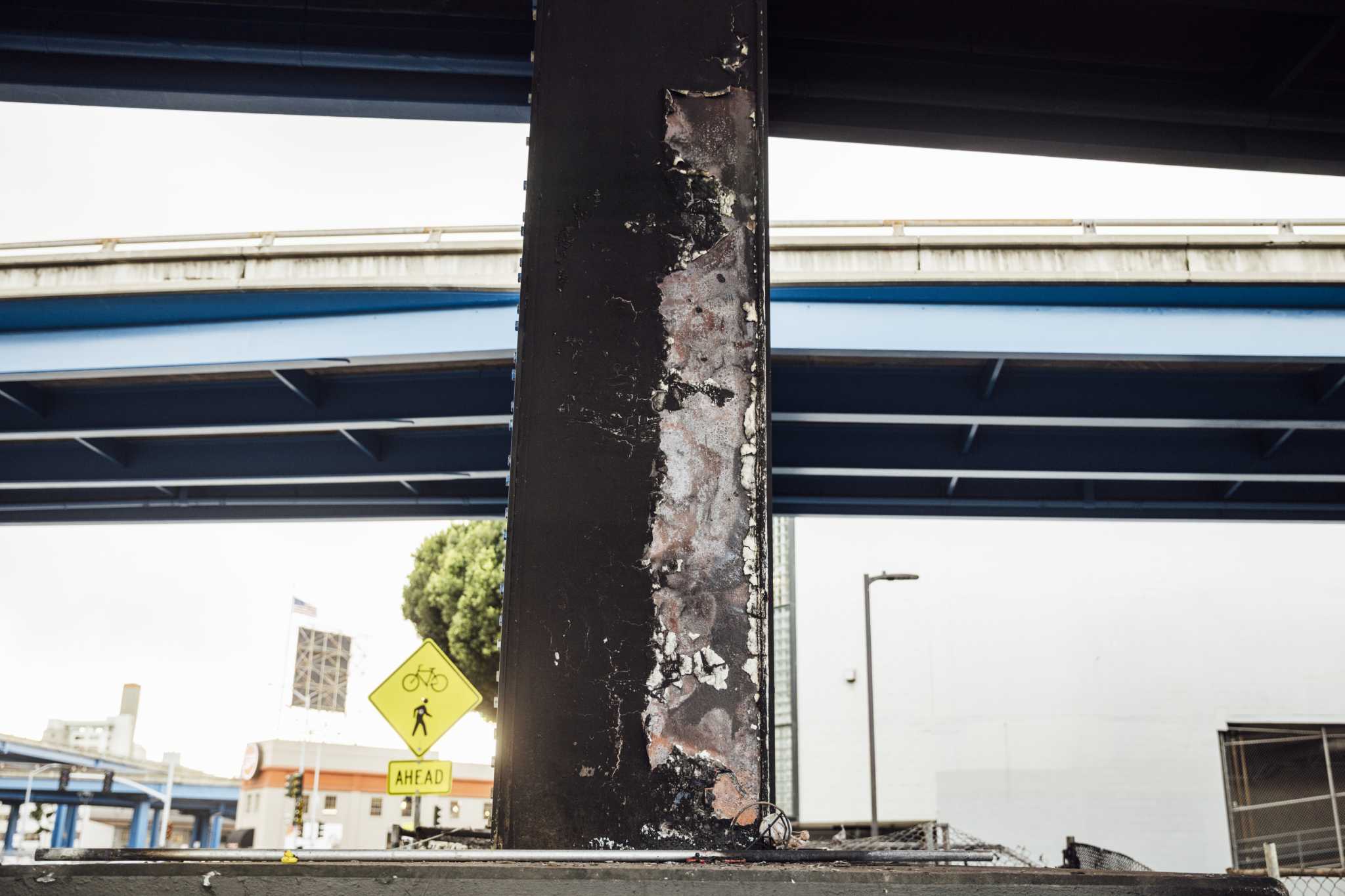 Encampment fire under S.F. Central Freeway prompts safety inspection