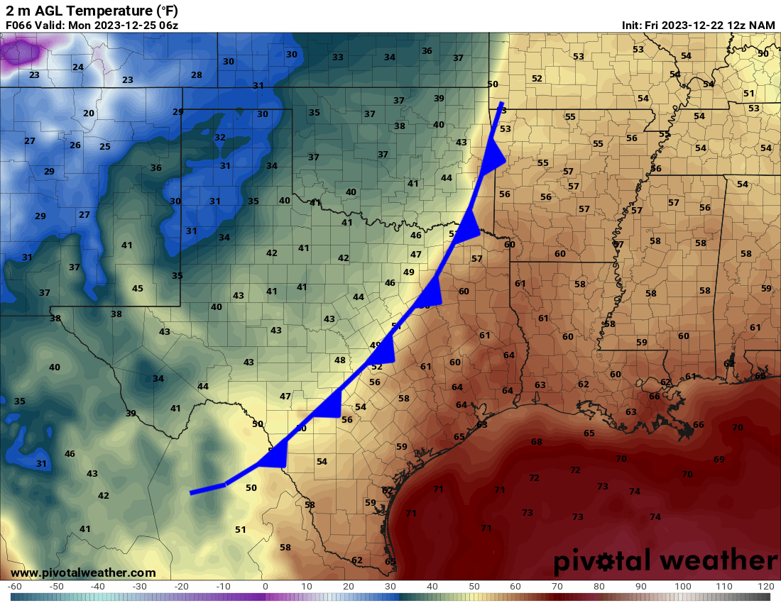 Cold front to surge across Texas Christmas Day. Just how cold?