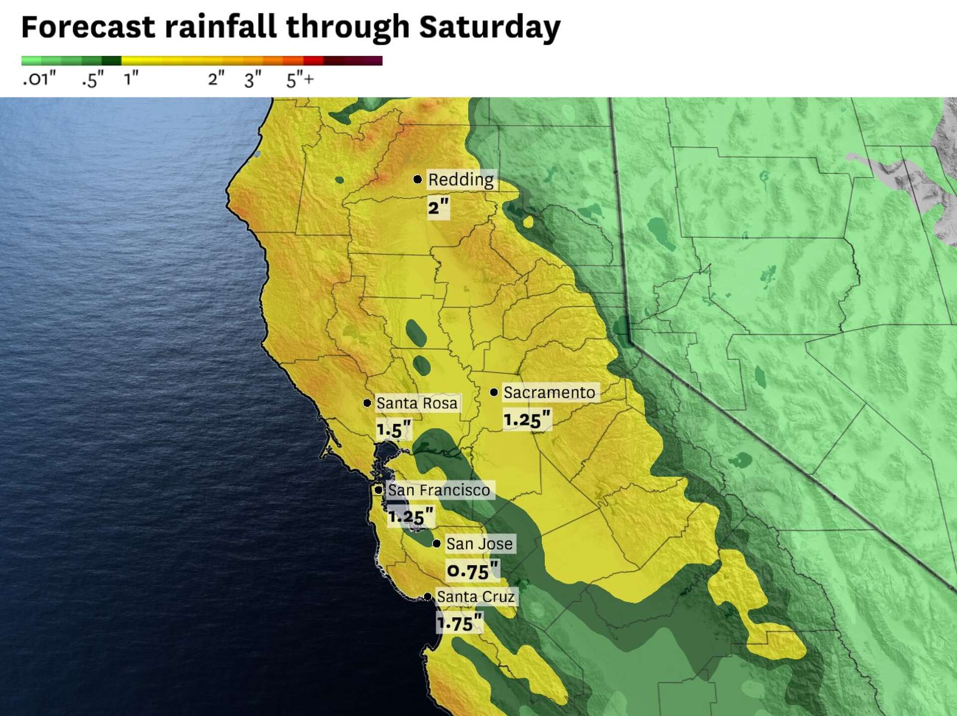 California storm: Heavy rain, wind gusts and thunder expected