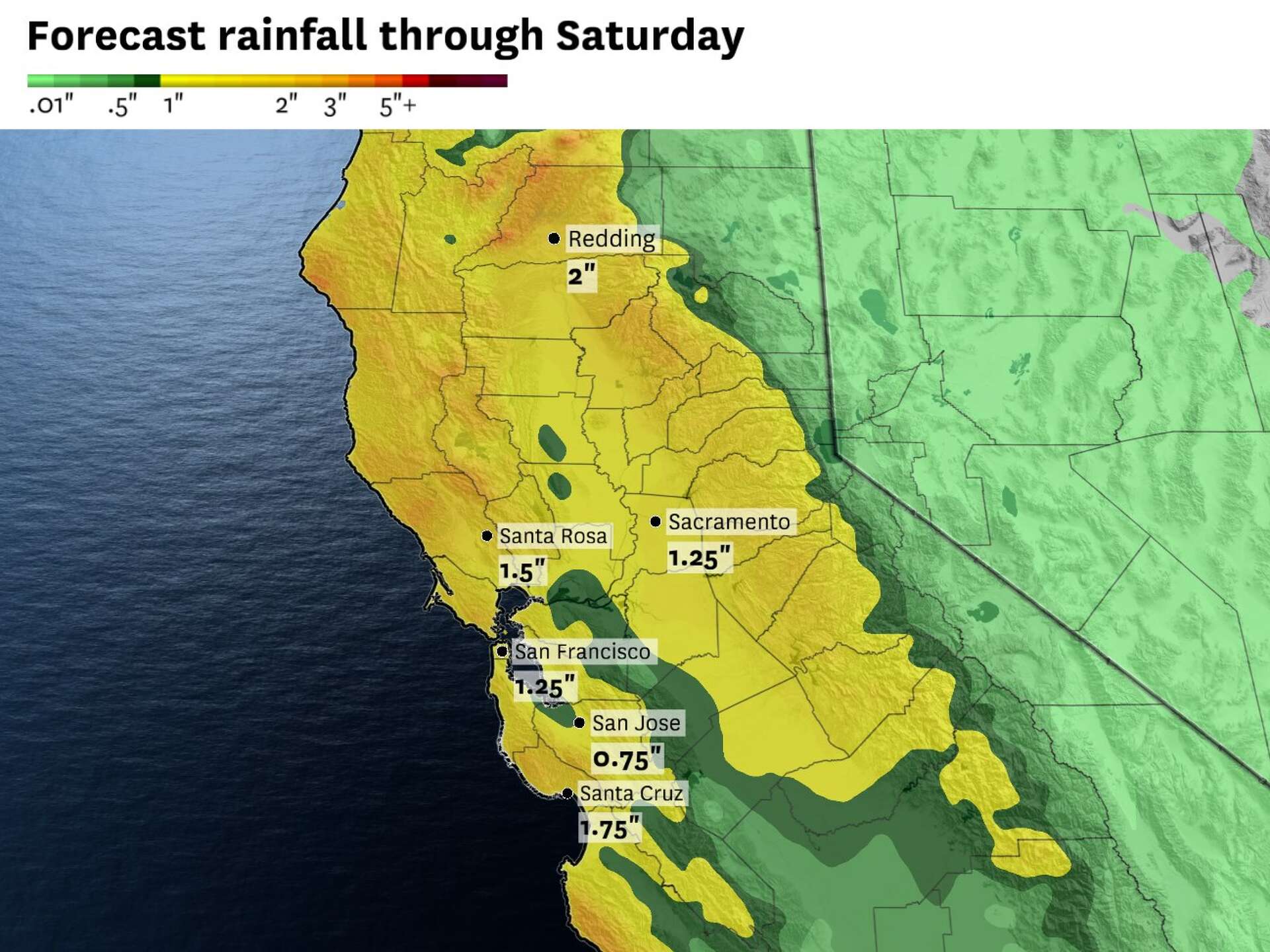 California storm: Heavy rain, wind gusts and thunder expected