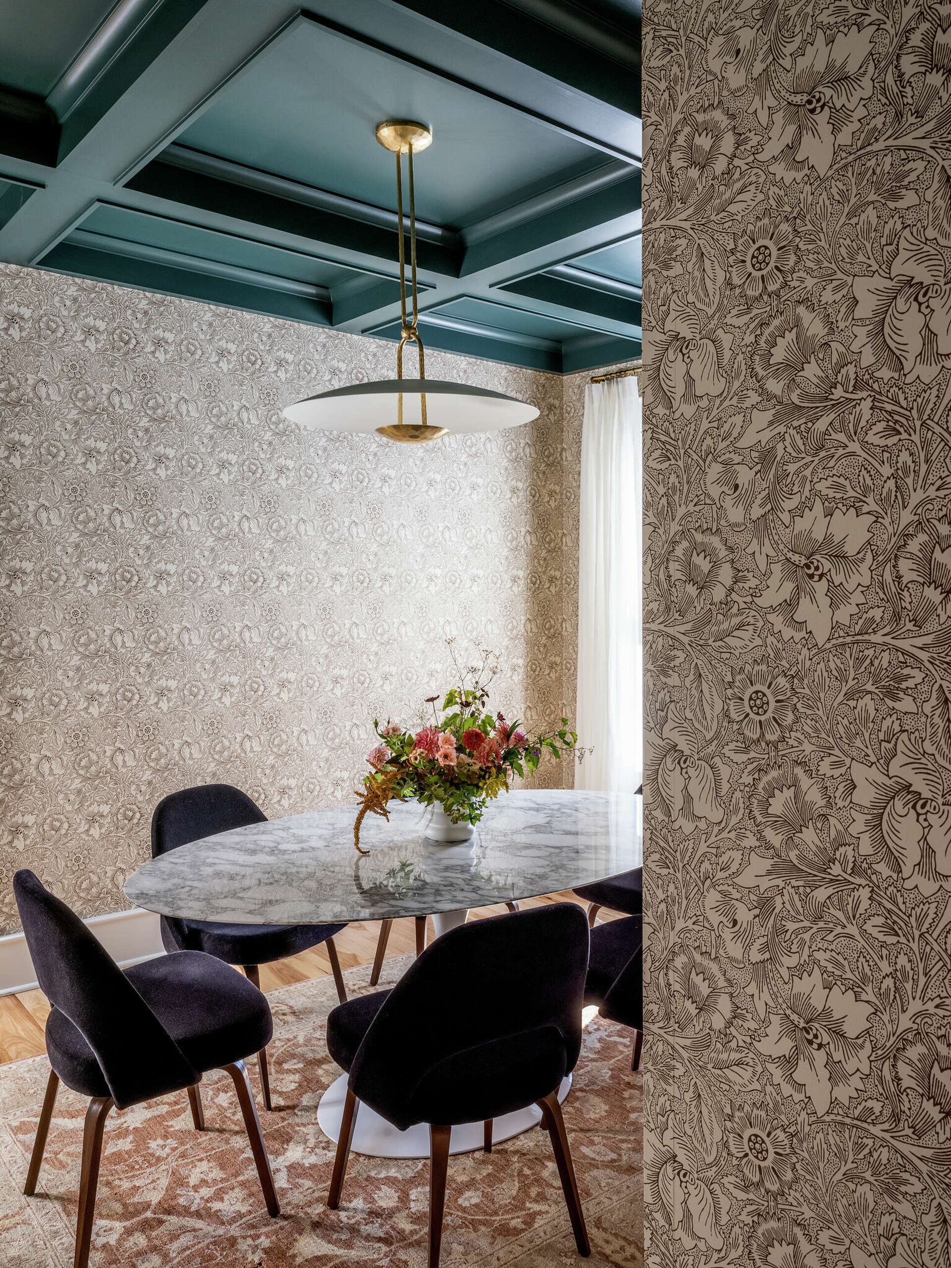 2024 home design trends include marble, warmer woods, color pops