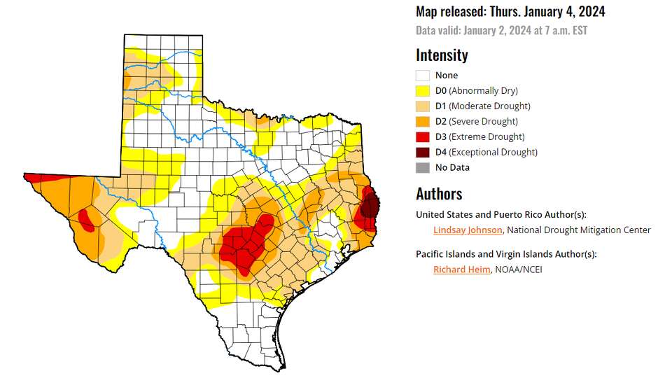 Texas starting the year soaked. Which city has the most rain?