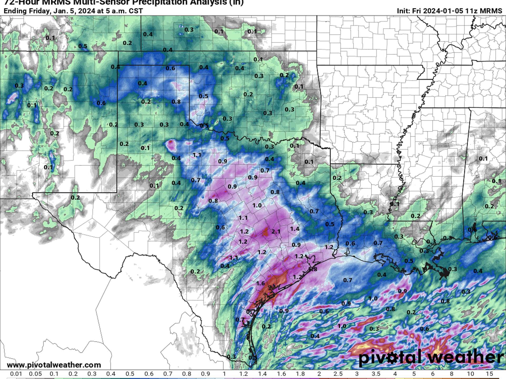 Texas starting the year soaked. Which city has the most rain?