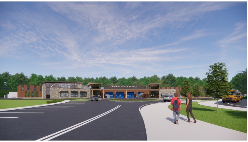 Plans for Greenwich's new Central Middle School detail design elements