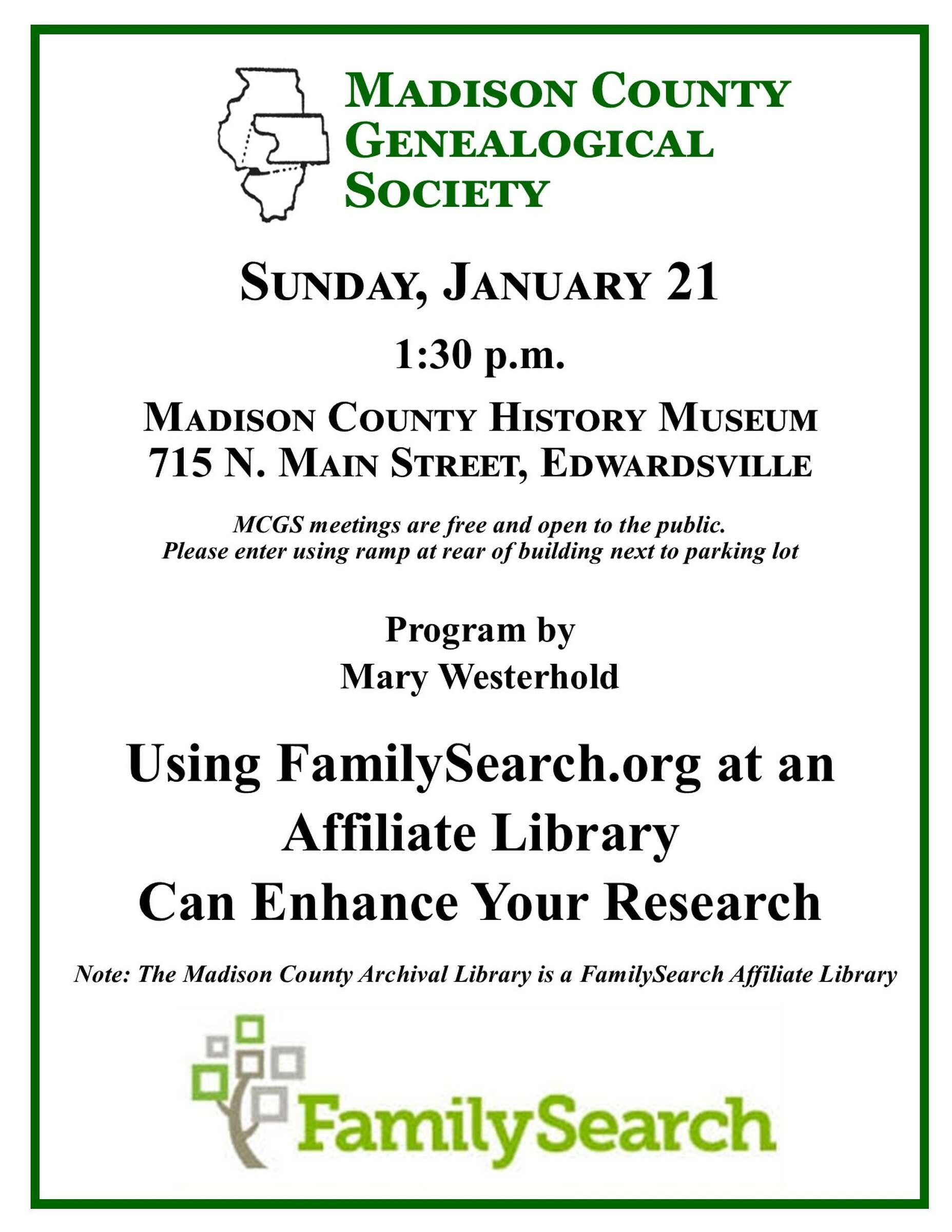 Madison County Genealogical Society to host informative meeting