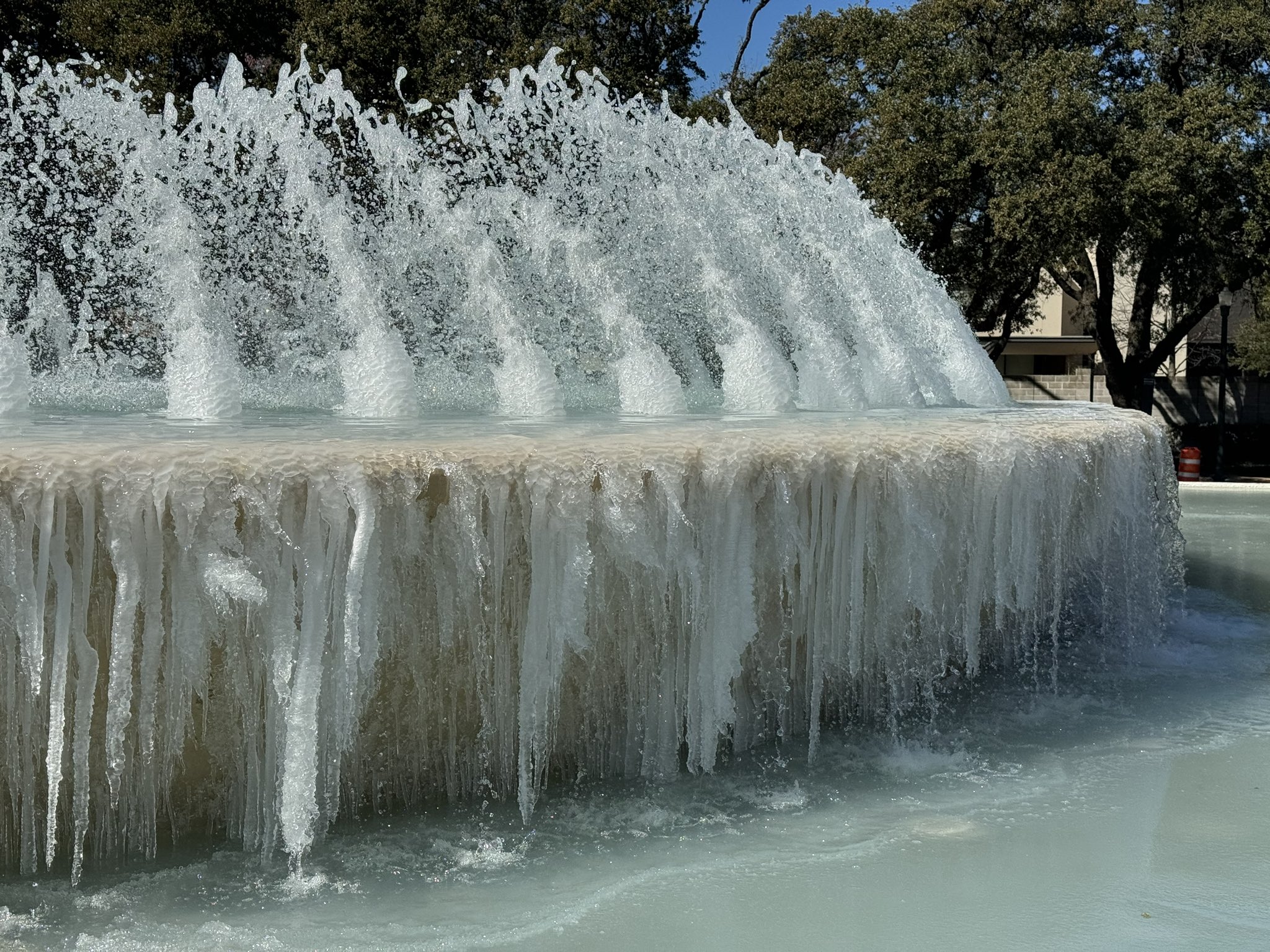 Texas' arctic blast freezes fountains in Houston