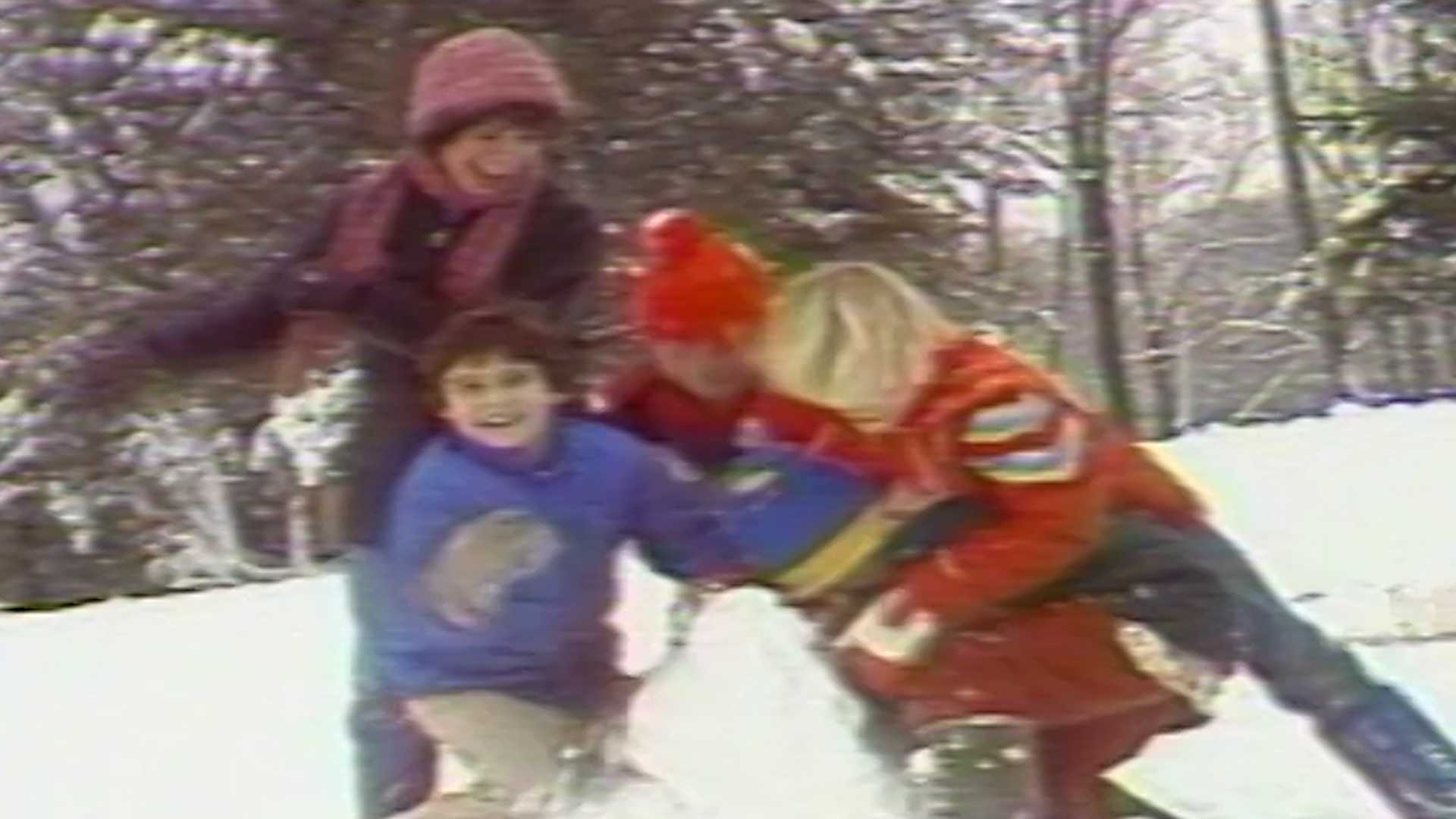 So funny! This reporter was caught in a snowball fight in 1981