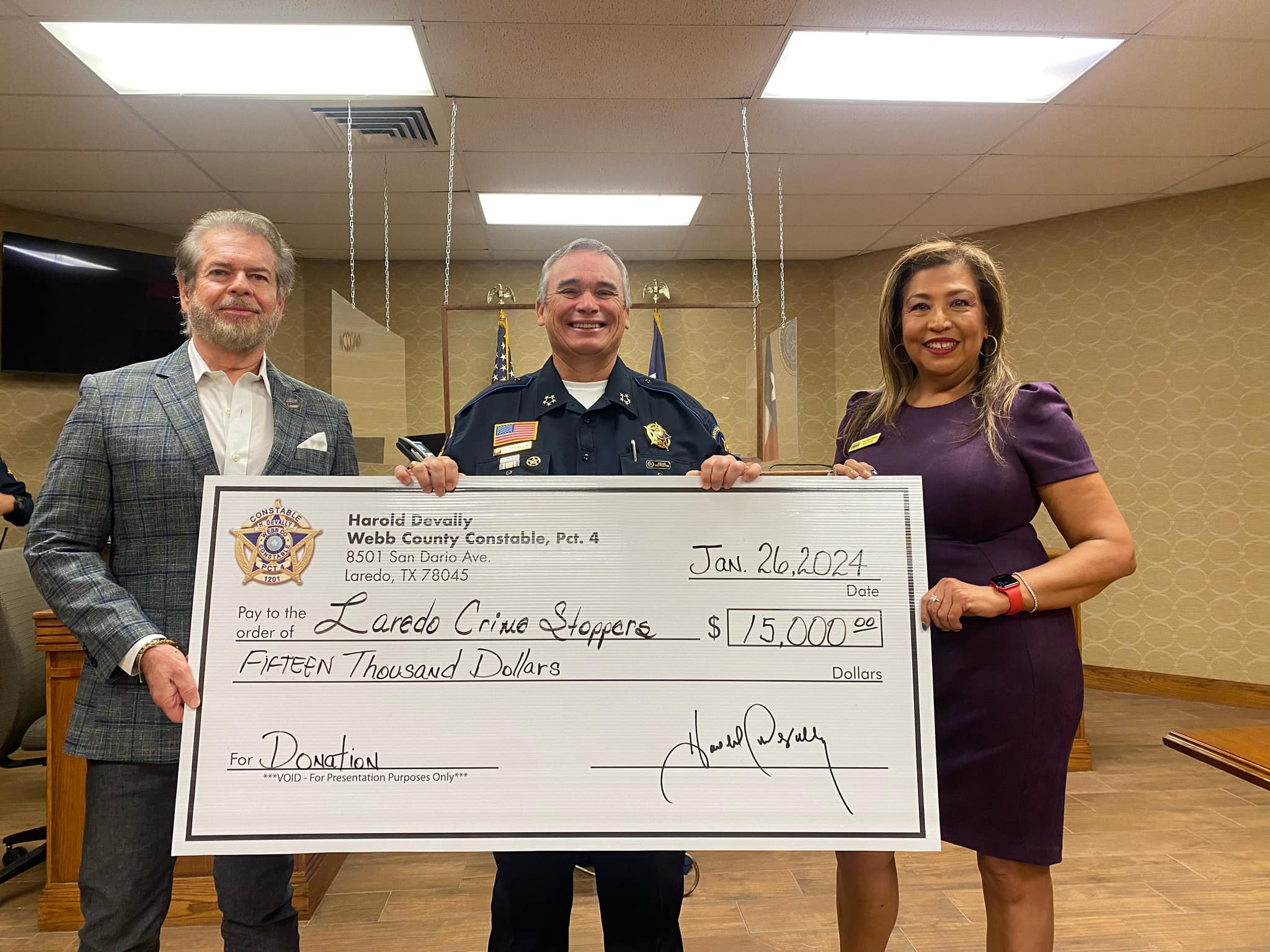 Laredo Crime Stoppers receives $15K from Webb Co. Constable Devally
