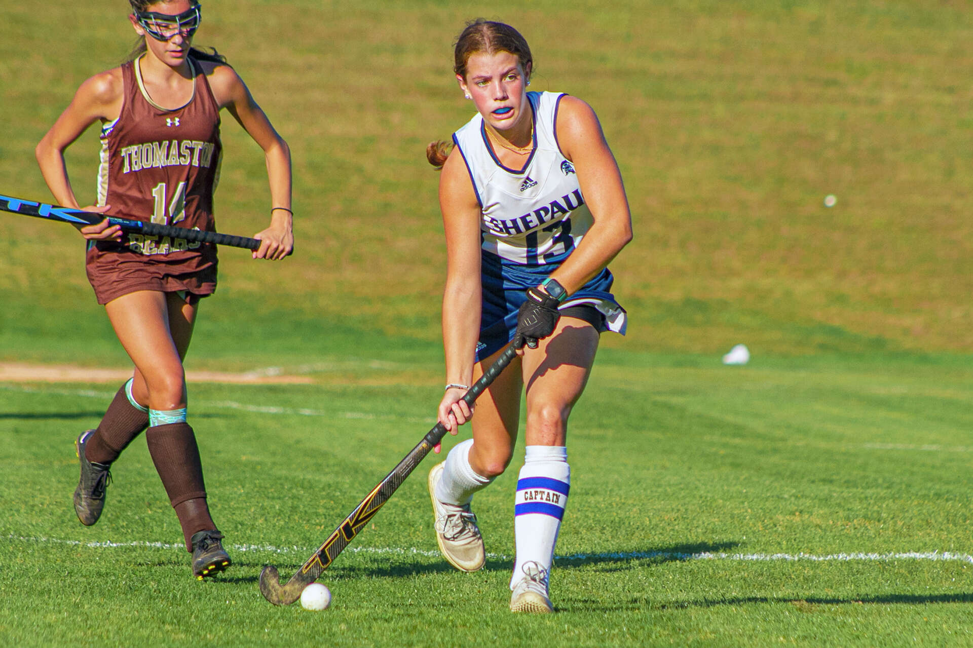 Shepaug Valley three-sport standout Clare Moore playing boys hockey