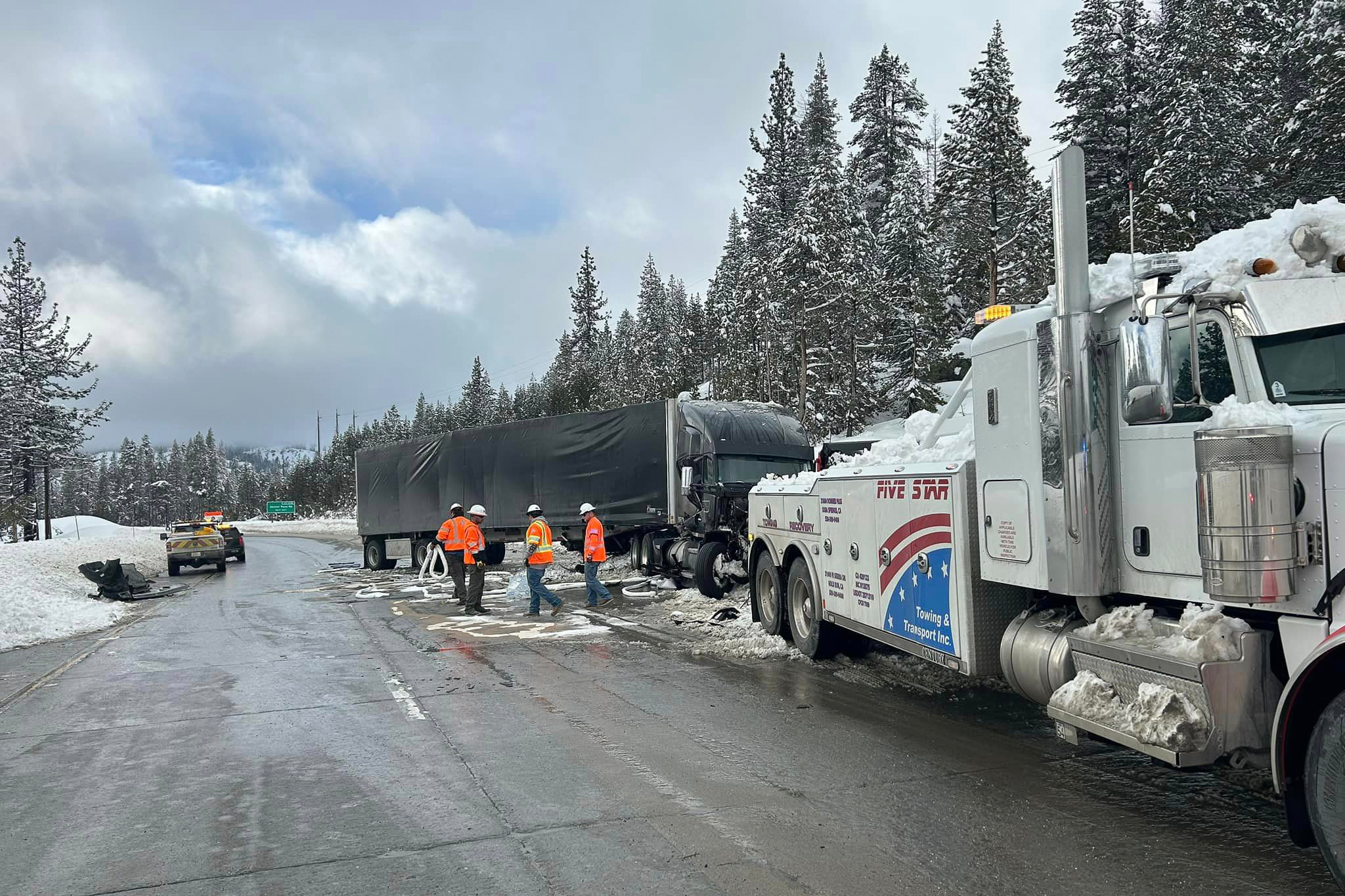 'Ripped fuel tanks' dumped diesel on I-80 after crash near Tahoe