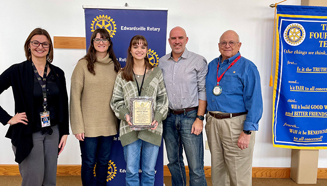 Alessia Heiser honored by Edwardsville Rotary Club