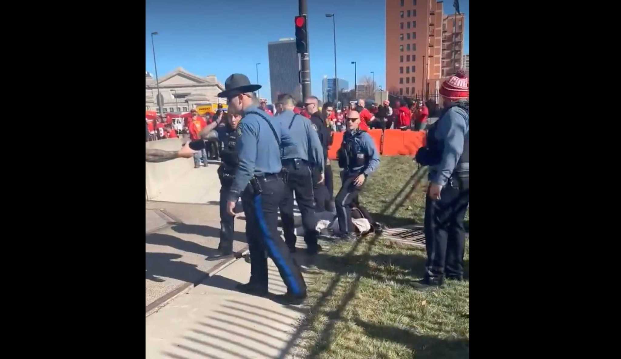 Video: Person detained at the Chiefs Super Bowl parade following shooting