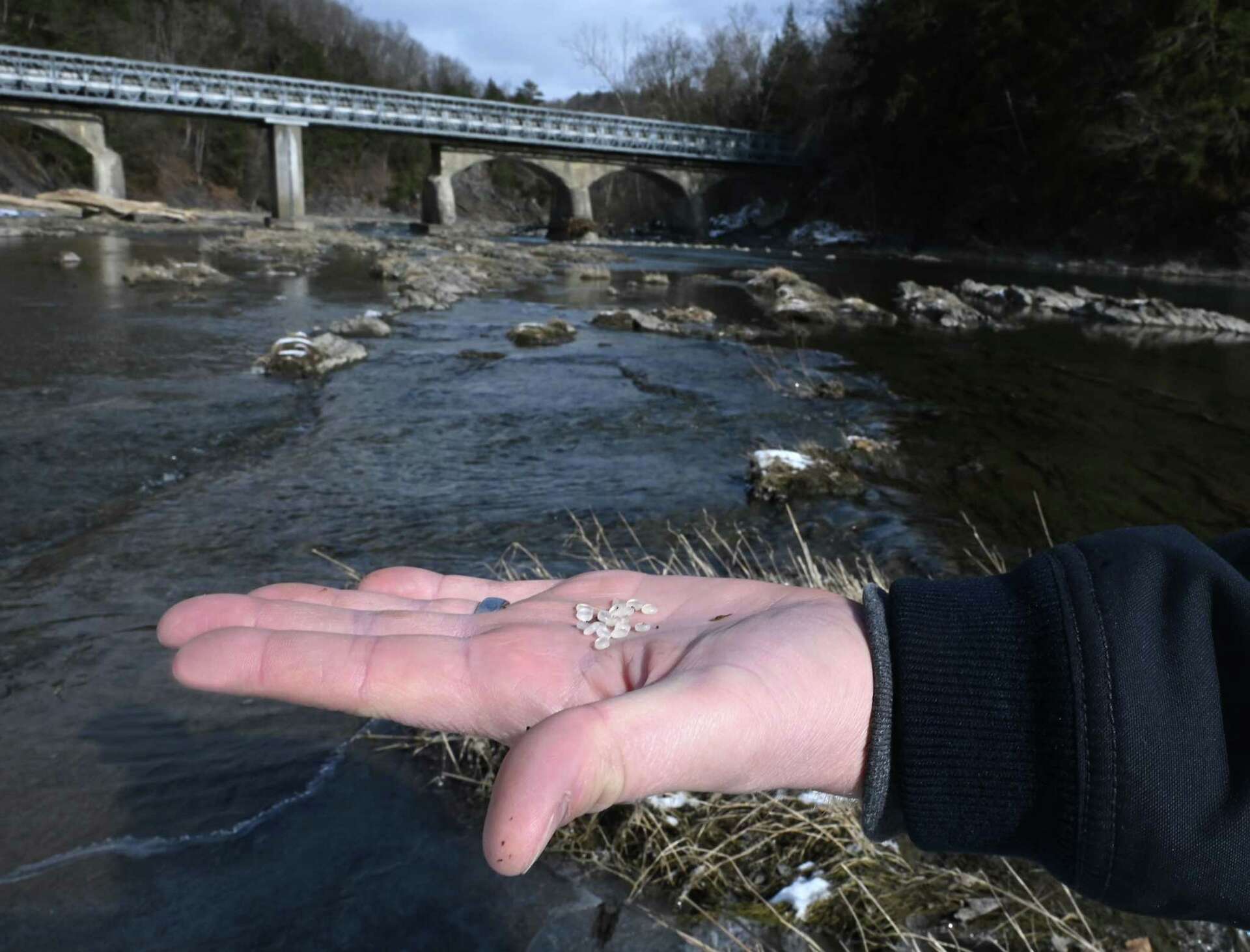 After train derailment, plastic pellets inundate Hoosic River