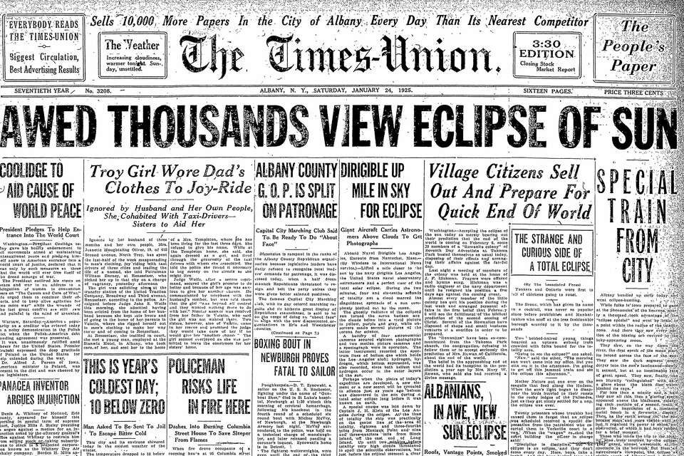 Science, doom and gloom: How the Times Union covered the 1925 eclipse