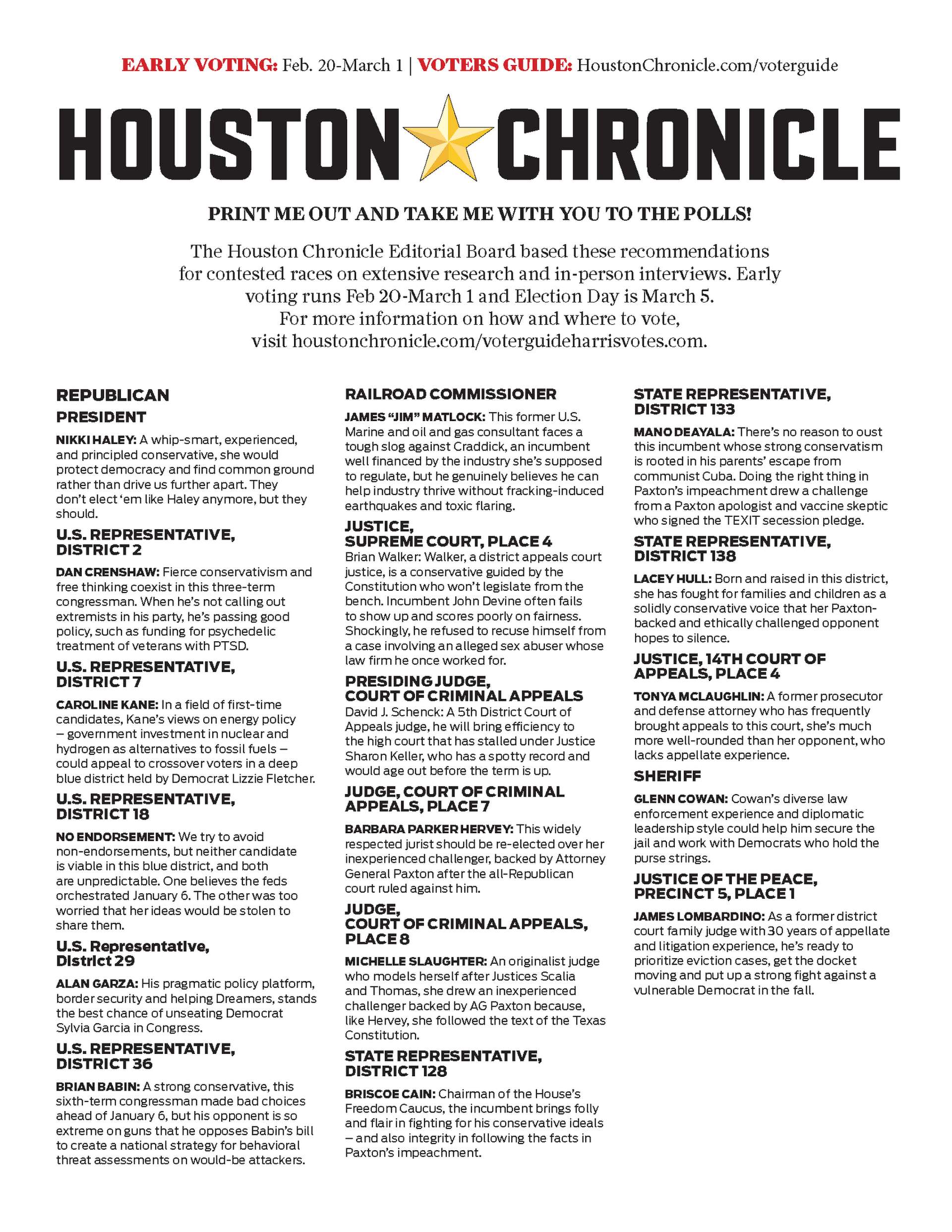 See the editorial board's full list of election primary endorsements