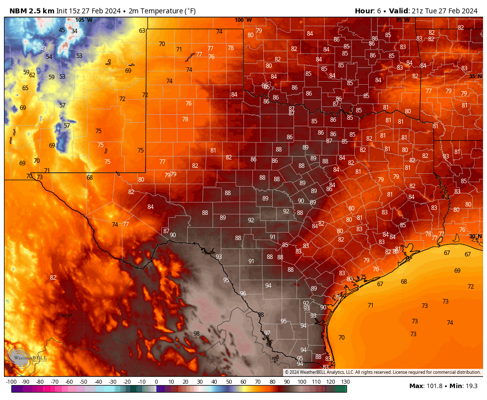 One Texas town hit 100 on Monday. What's behind February heat?
