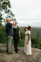 The bride wore hiking boots for Peoples Forest elopement in CT