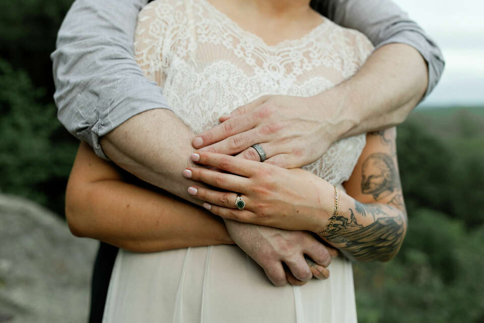 The bride wore hiking boots for Peoples Forest elopement in CT