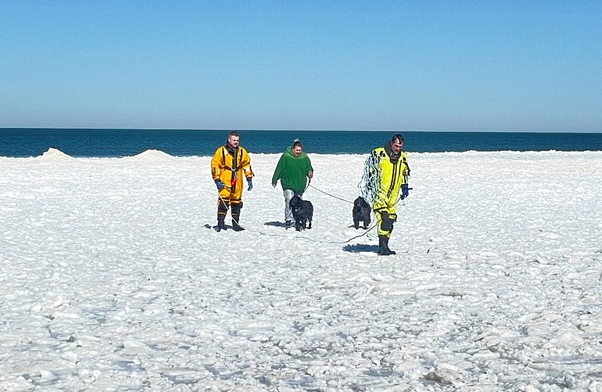Woman, dog rescued from ice at Sand Point in Caseville Township