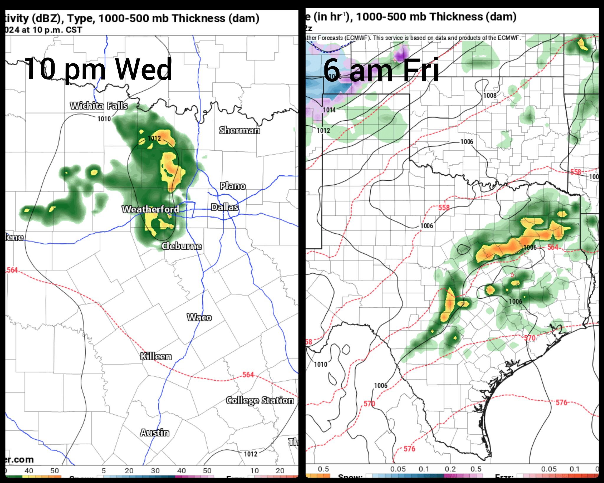 Severe weather coming to Texas. Large hail is the main threat.