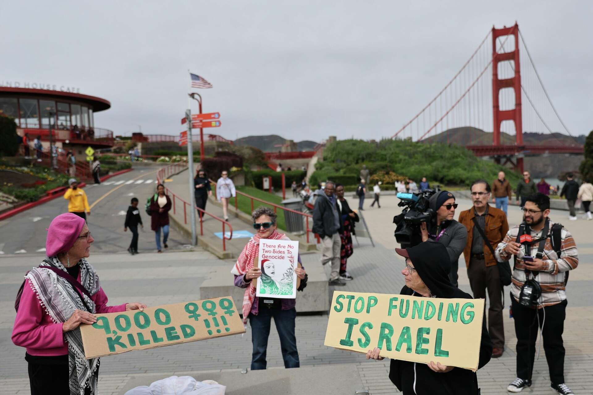 More than 100 march for Gaza with Code Pink on Golden Gate Bridge