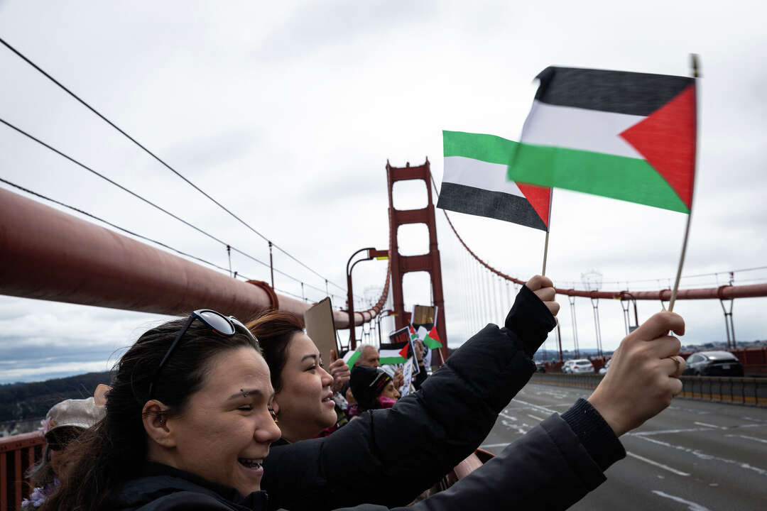 More than 100 march for Gaza with Code Pink on Golden Gate Bridge