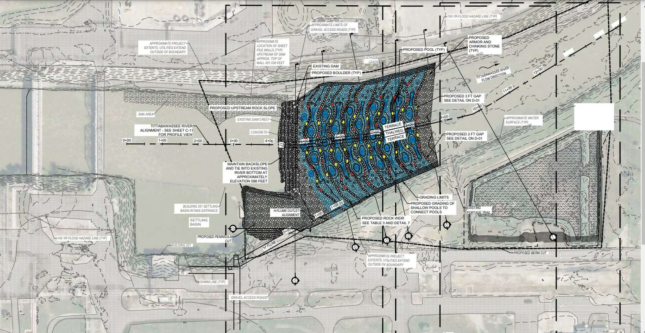 Changes in Dow Dam likely to transform it into a "rock arch rapids"
