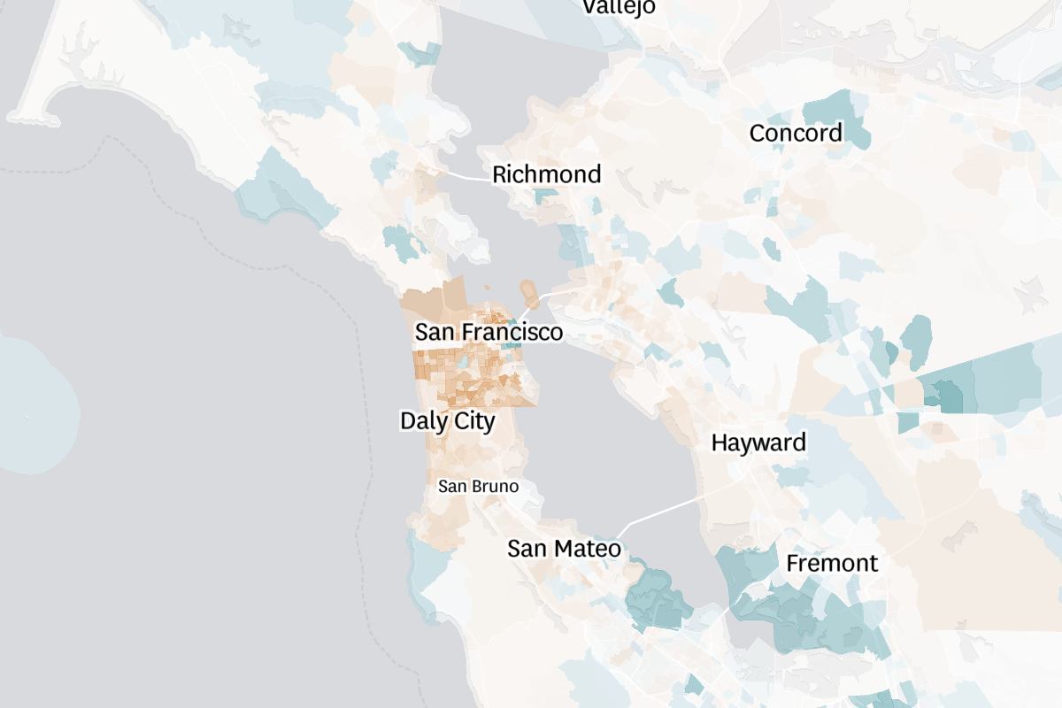 Map shows how far S.F. workers have moved from their offices