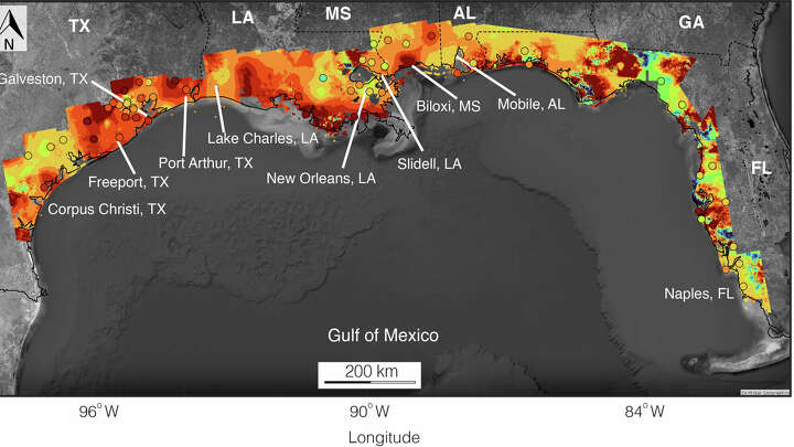Houston-area facing flood risk as land sinks and tide rises