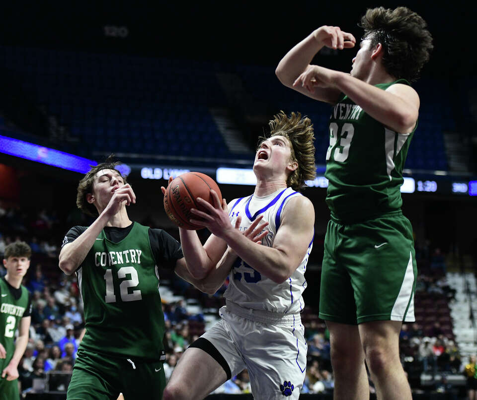 Old Lyme boys basketball beats Coventry for first CIAC championship.