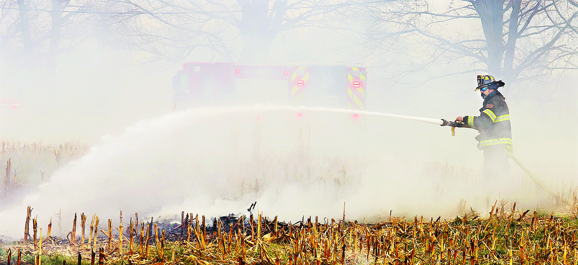 Corn stubble fire burns twice in Alton