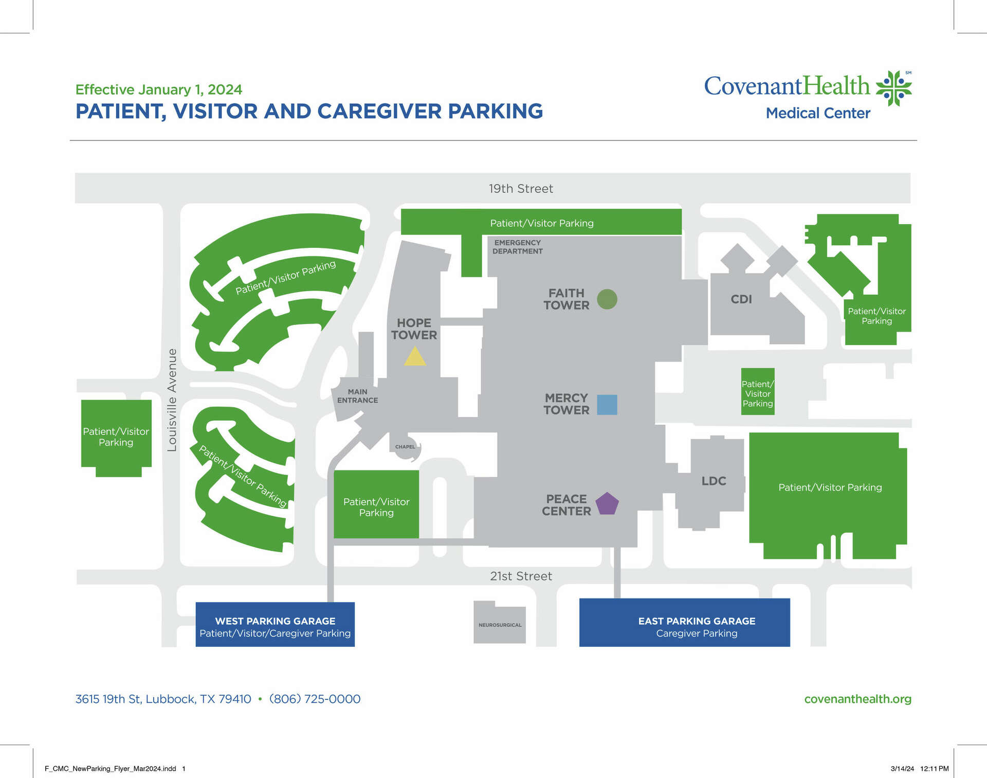 Covenant Medical Center has another parking lot available