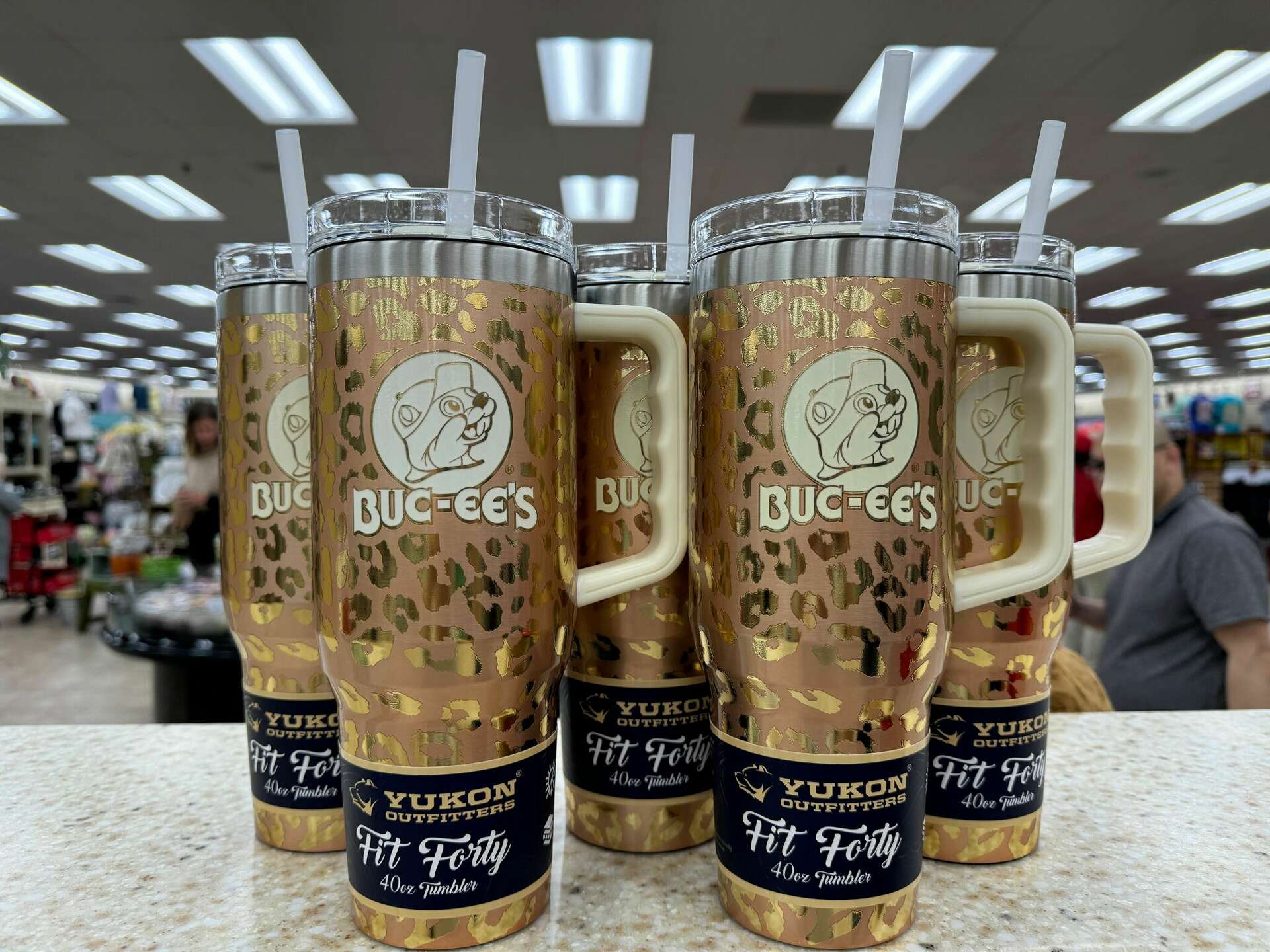 A cheetah print Buc-ee's tumbler has become a viral hit