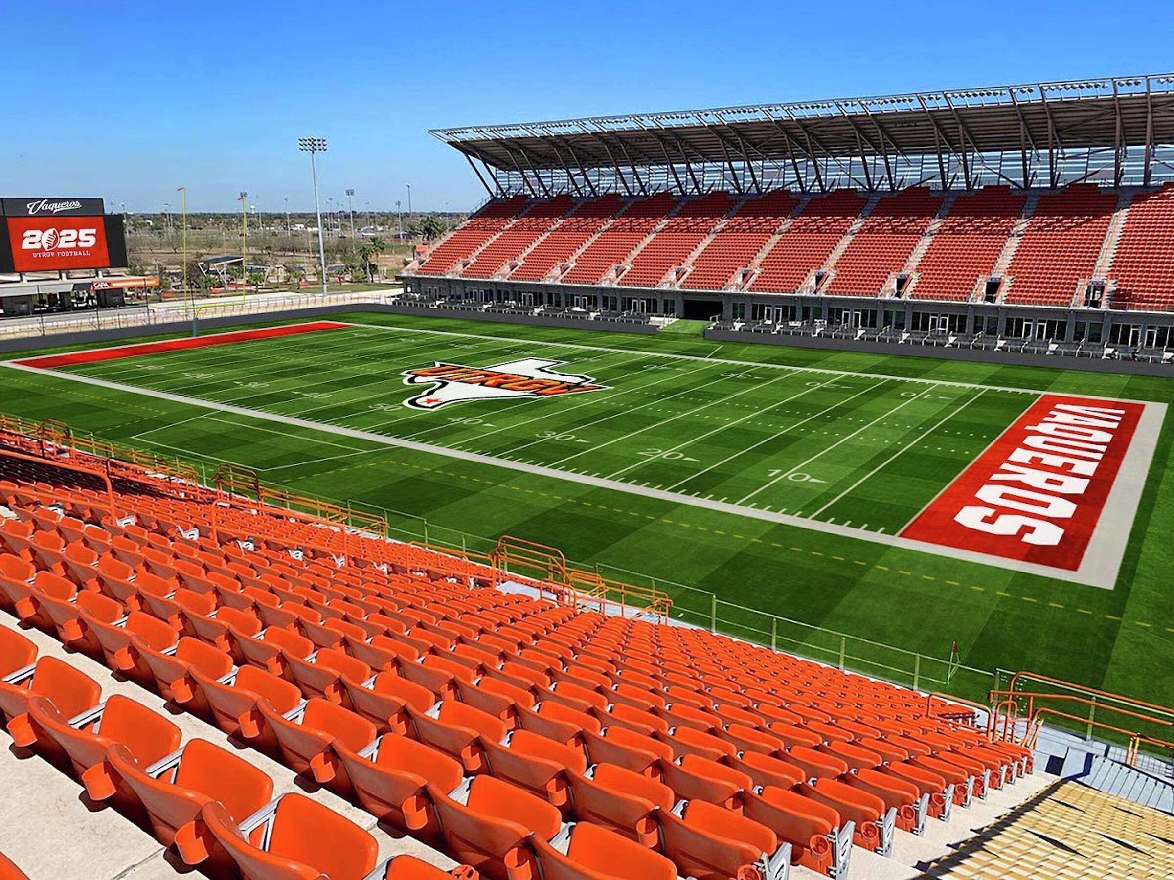 H-E-B being replaced on a UT football stadium in Rio Grande Valley