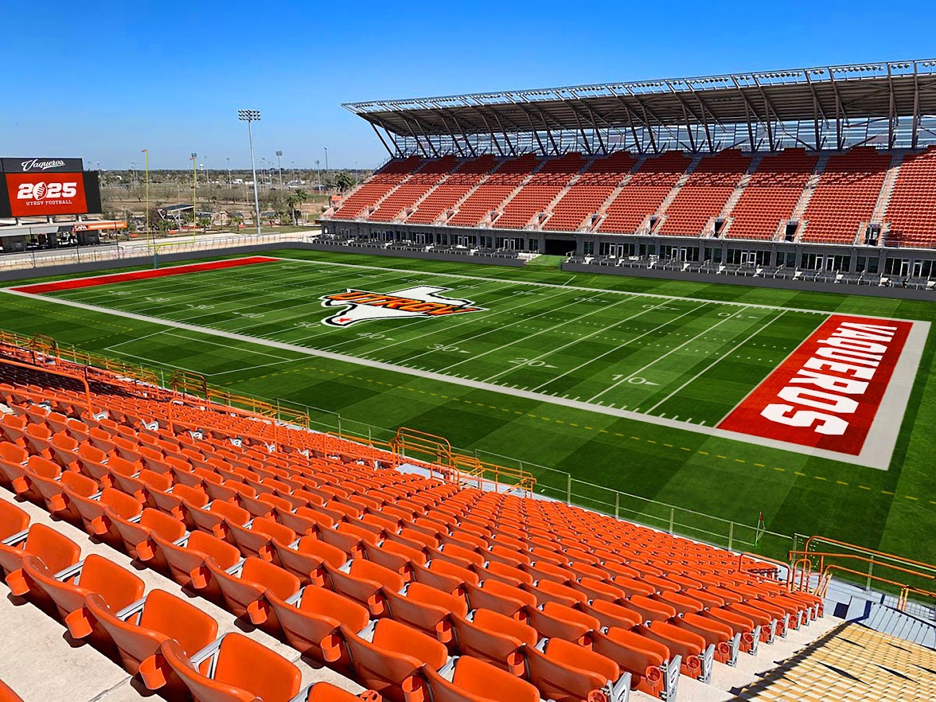 H-E-B being replaced on a UT football stadium in Rio Grande Valley