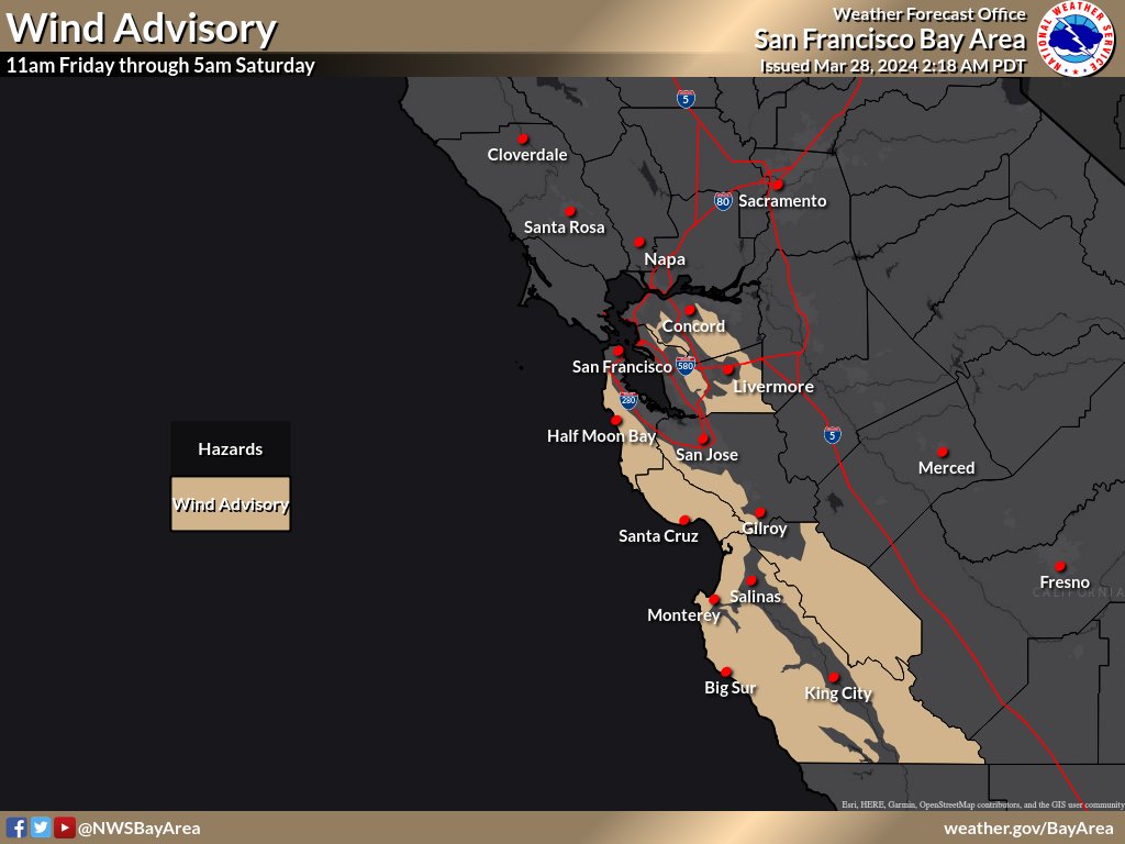 Bay Area wind advisory issued as cold storm moves in