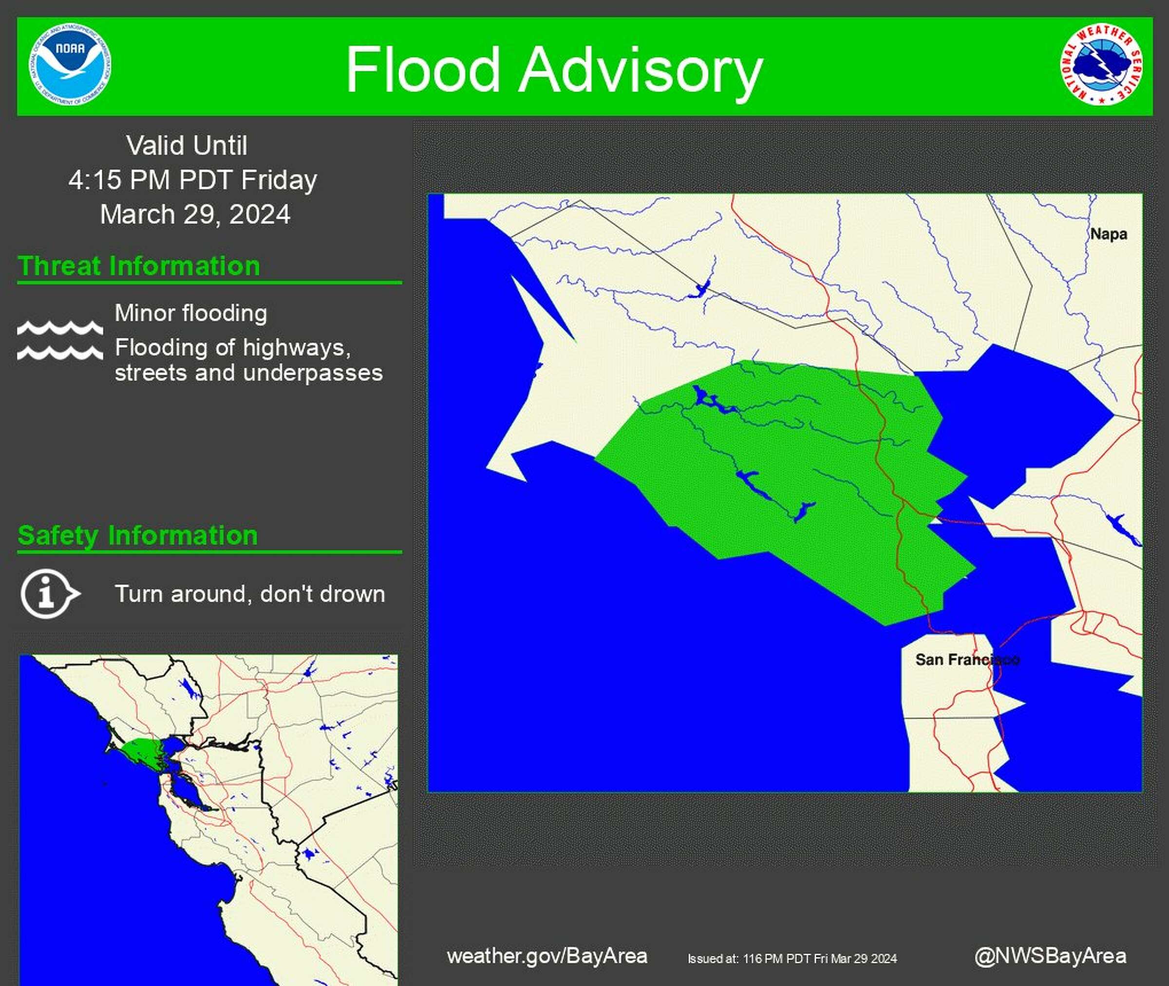 Bay Area flood advisory issued for SF, Marin, San Mateo counties