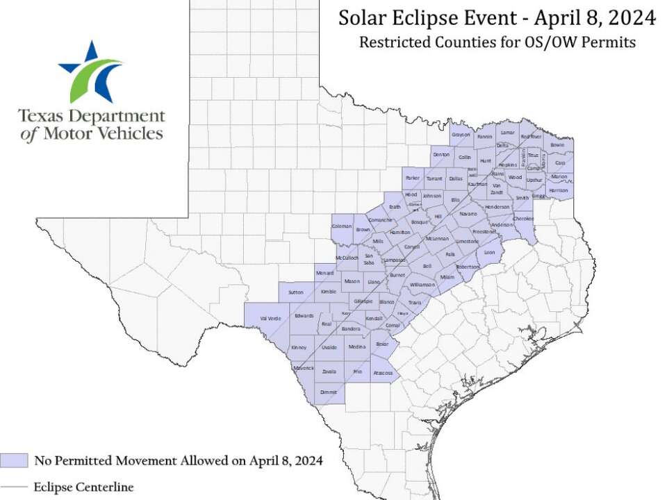 Texas DMV restricts oversized, overweight loads for eclipse